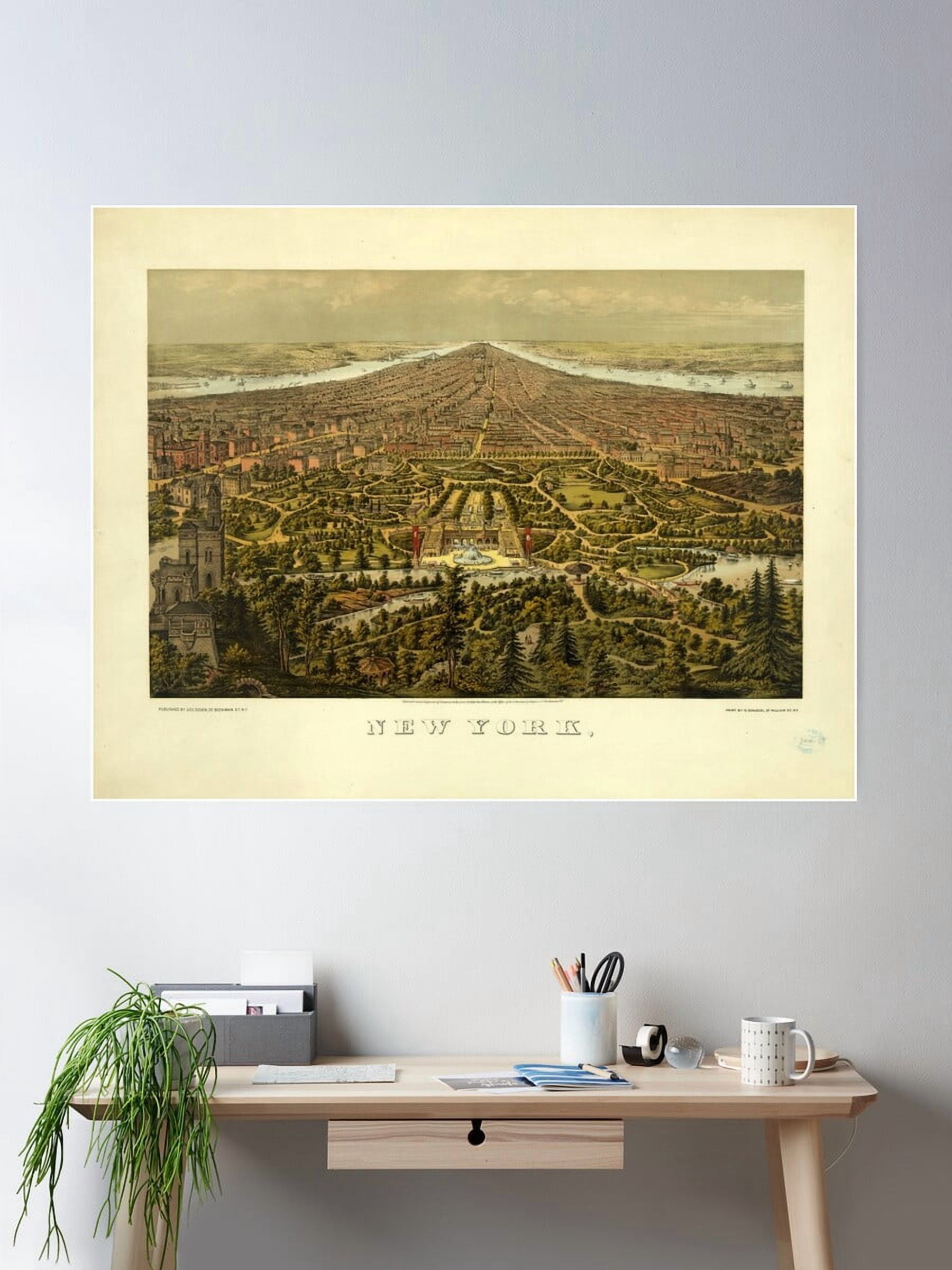 Bird'S-Eye View Of New York (1873) Poster Wall Art Modern Wall Decor ...