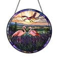 Bird Scene Flamingo Glass Window Hanging Decor, Lavender Field ...