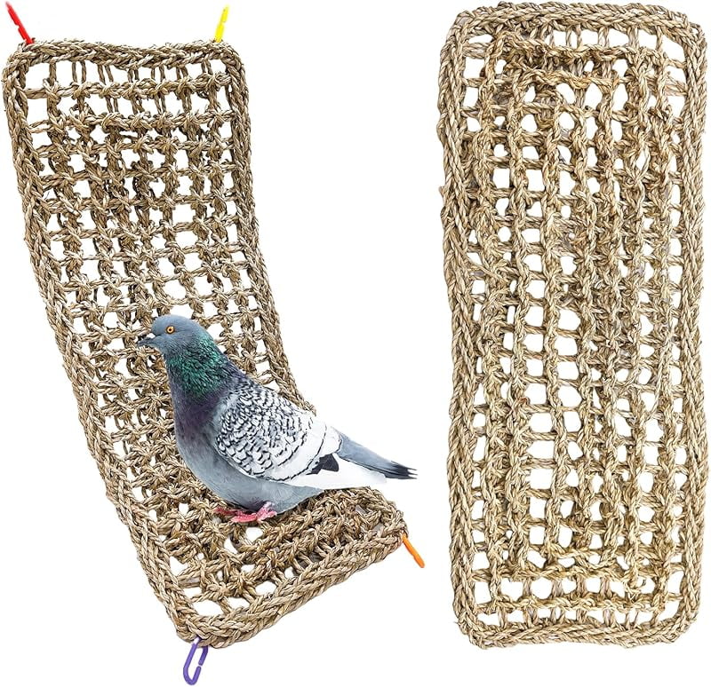 Bird Seagrass Mat 15.7 × 7" Parrot Natural Grass Woven Net Hammock ...