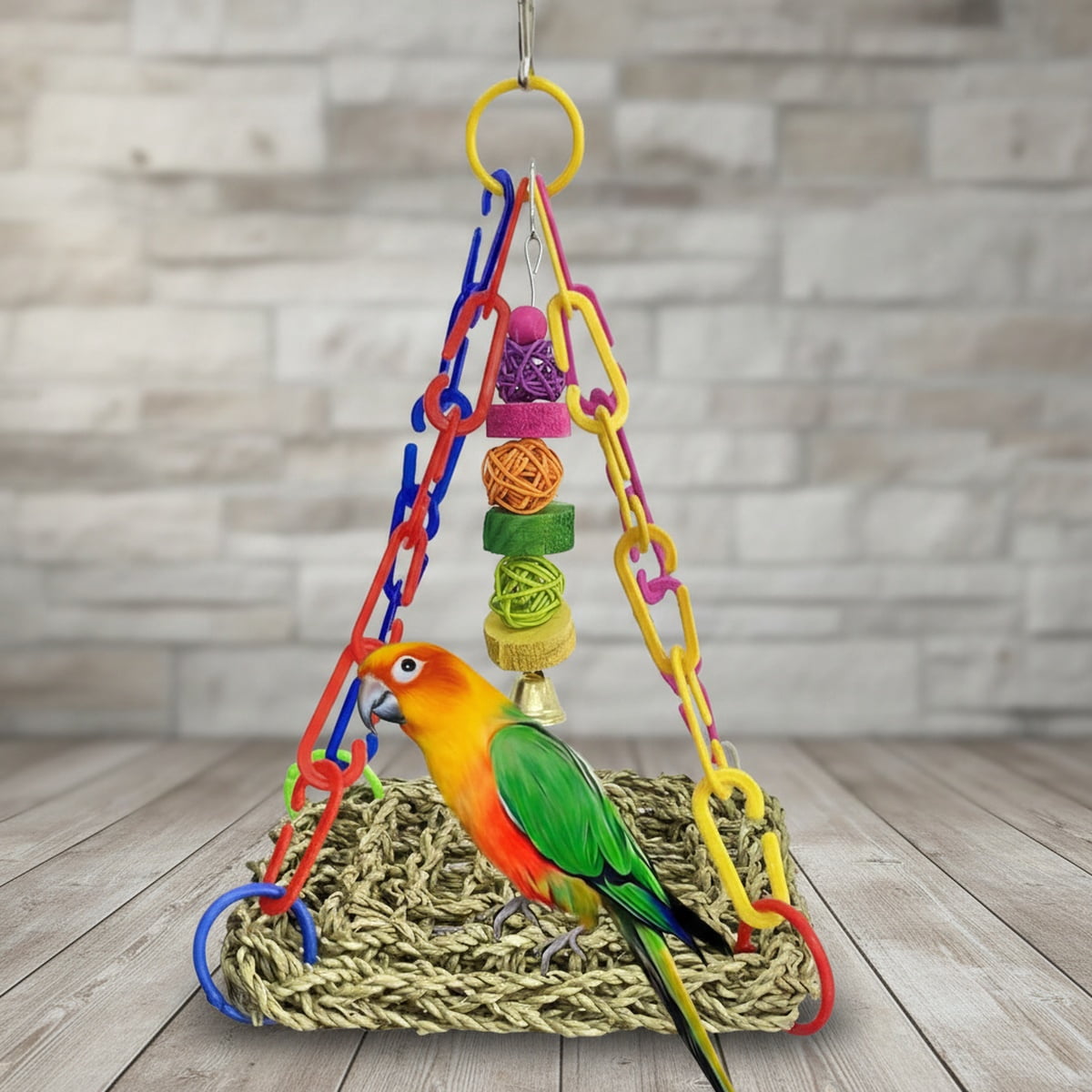 Bird Seagrass Mat, Natural Sea-Weed Woven Parrot Hammock Swing Foraging ...