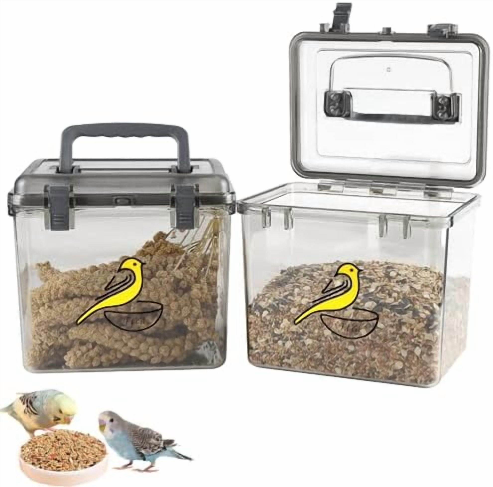 Bird Seed Storage Container 2 Pack Clear Bird Seed Container10Ib ...