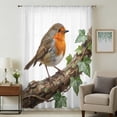 Bird Sheer Curtains 45 Inches Long for Bedroom, Ivy Branch Animal Green ...