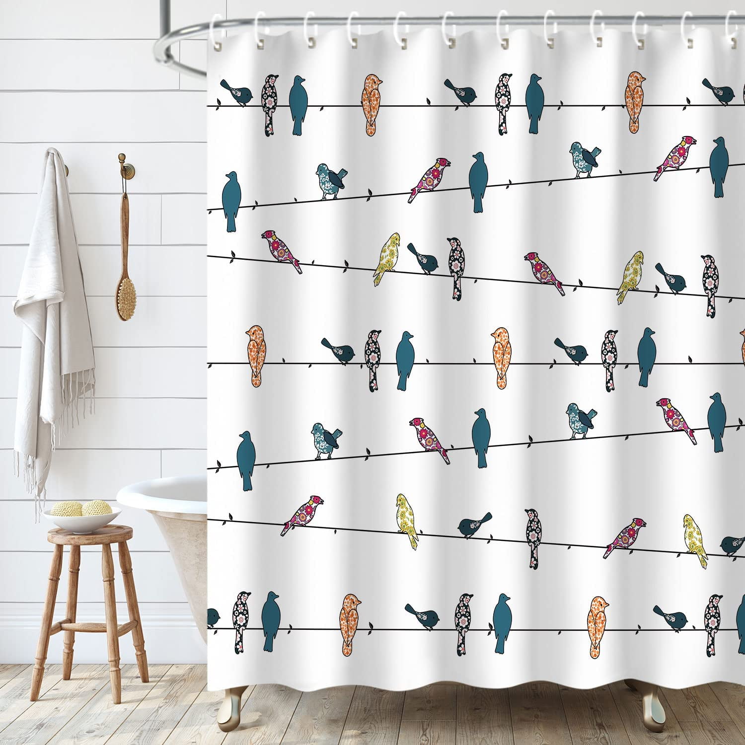 Bird Shower Curtain, Cute Shower Curtain Colorful Funny Animal Shower ...