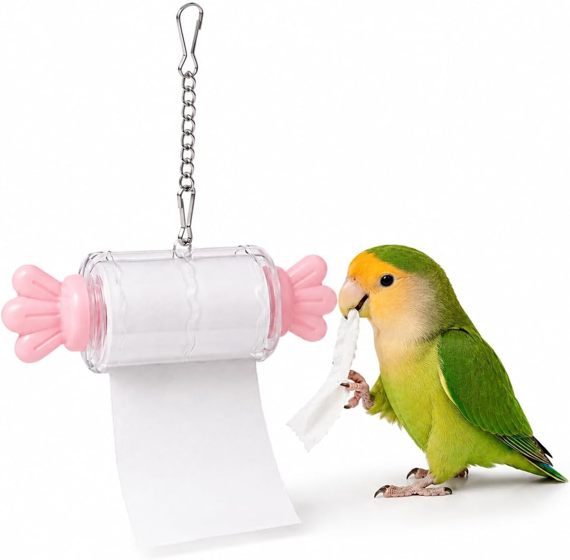 Bird Shredding Toy with Hanging Foraging Paper Roller & Metal Chain ...