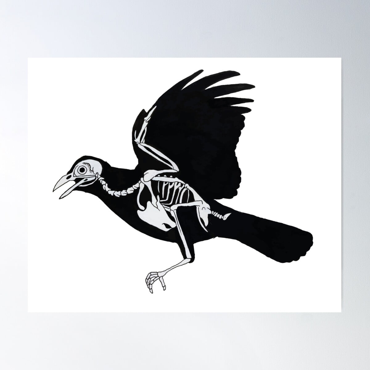 Bird Skeleton Poster Wall Art, Modern Wall Decor For Living Room ...