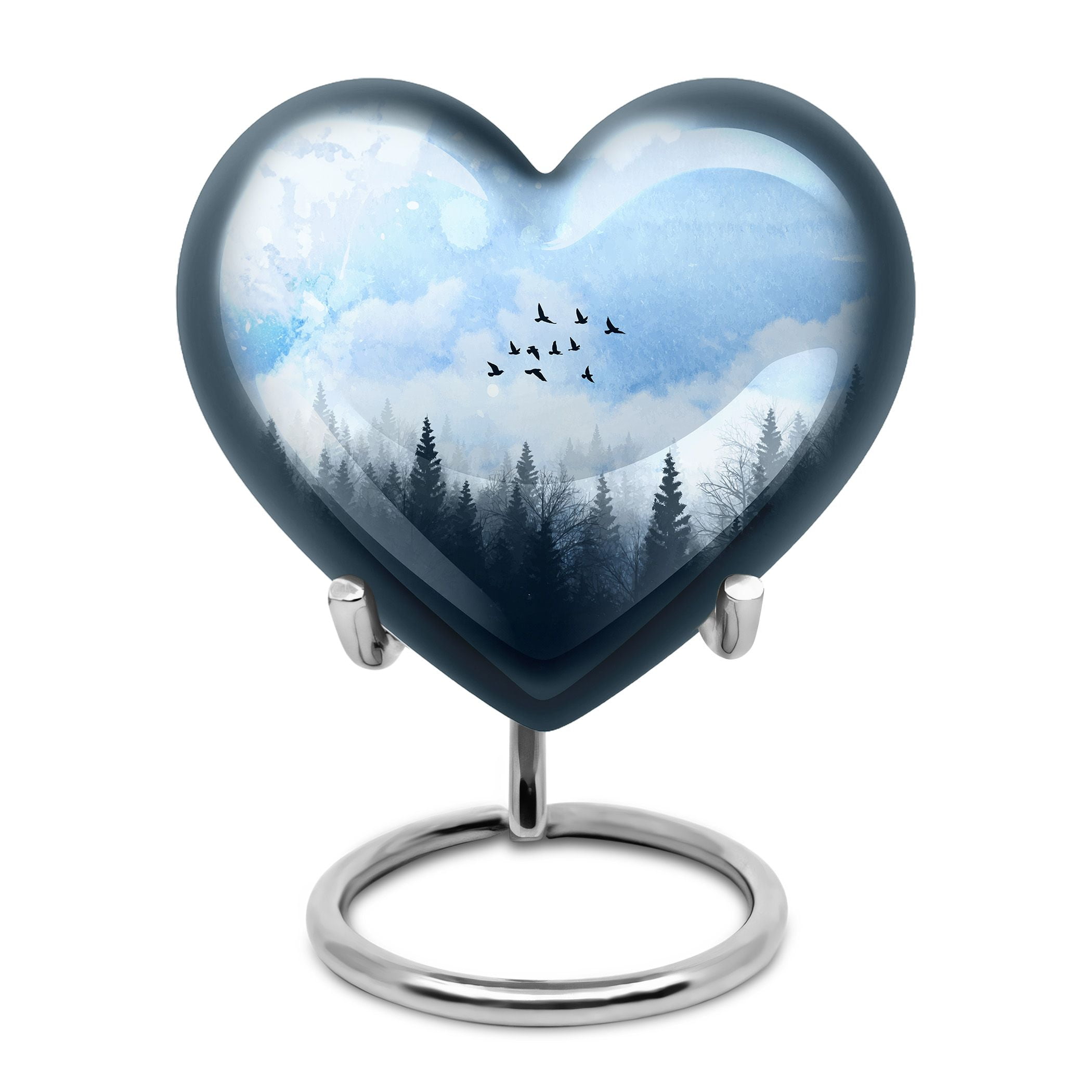 Bird Small Heart Urn for Ashes, Mini Heart Urn, Memorial Urn for Human ...