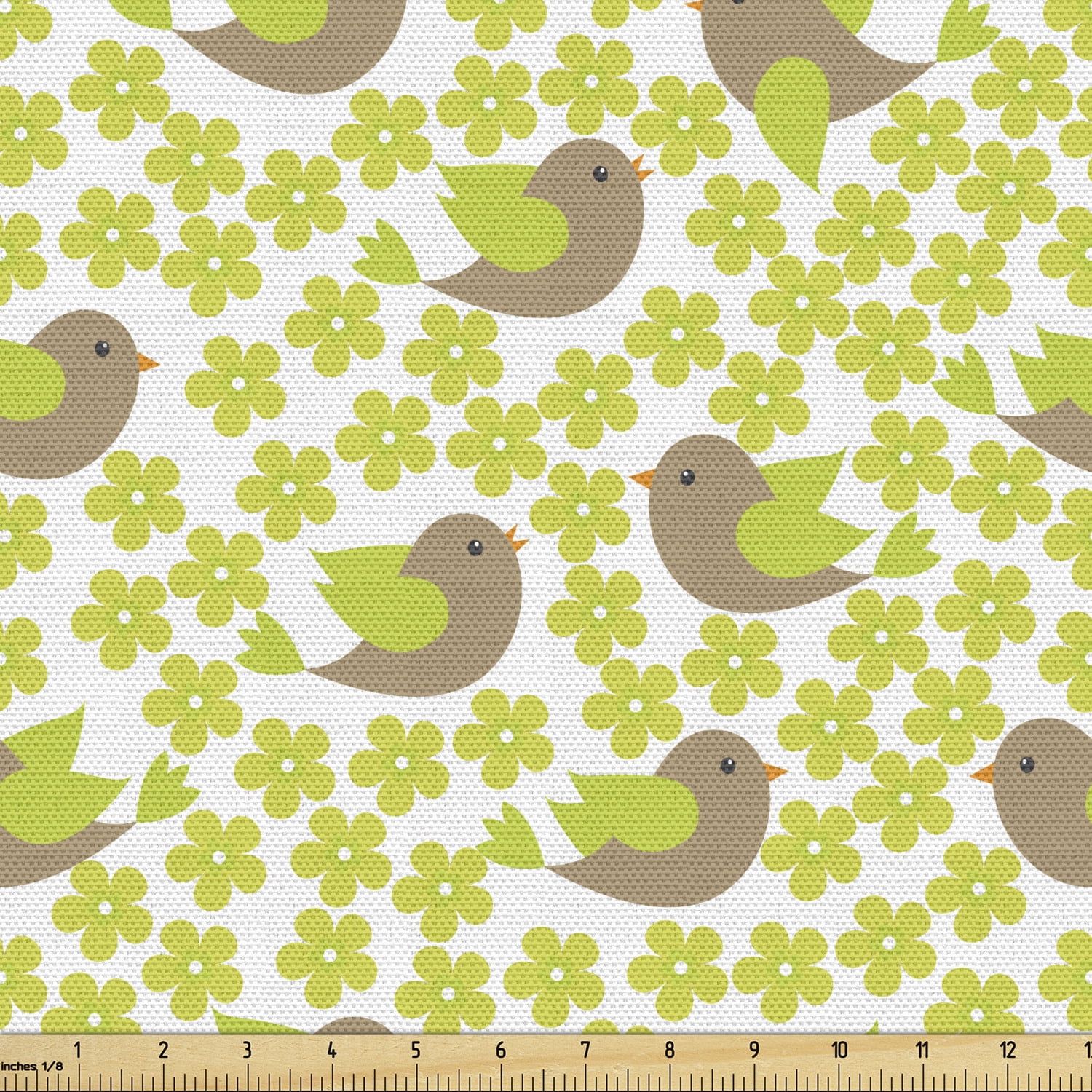 Ambesonne Bird Fabric by the Yard Upholstery, Avian Animals and Flora ...