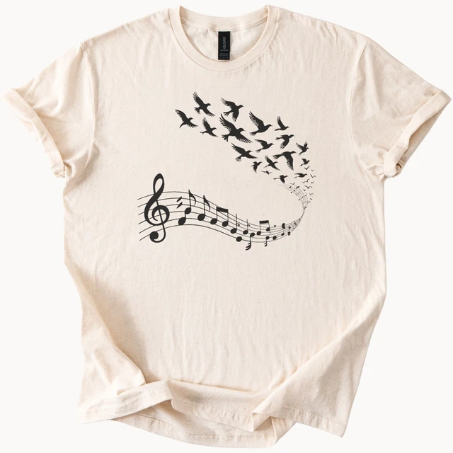 Bird Song Music Notes Shirt Graphic Tee - Walmart.com