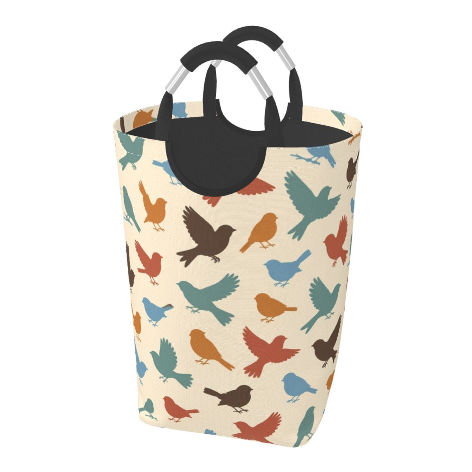 Bird Sparrow Silhouette Pattern Laundry Bag with Handle - Foldable ...