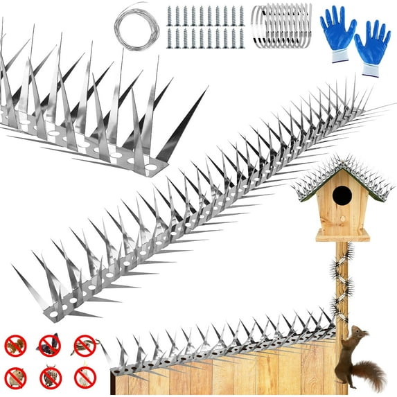 Bird Spikes,158inch Stainless Steel Bird Deterrent Spikes,Raccoon and ...