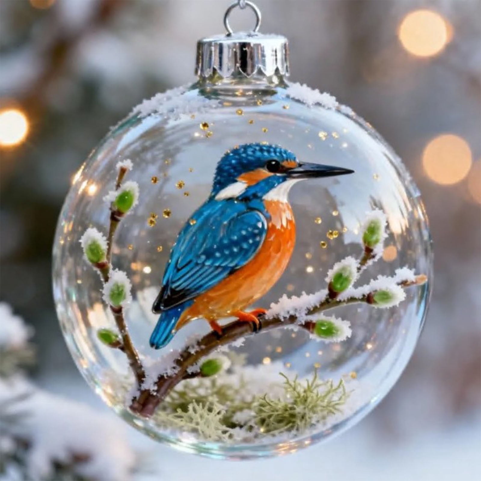 Bird Stained Glass Balls, Robin Blown Glass Ornament, Handmade Mouth ...