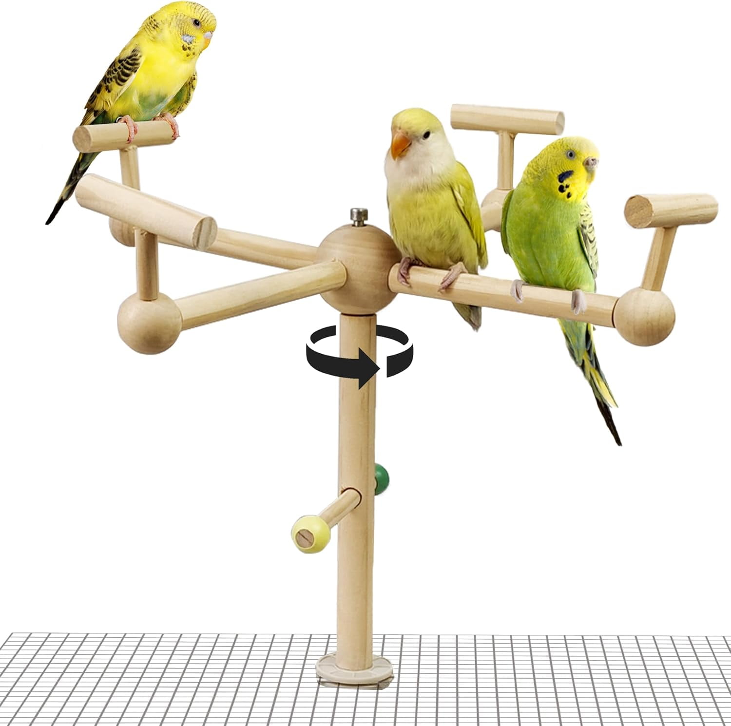 Bird Stand Perch Toy, Interactive Spinning Parakeet Toys, Wooden ...
