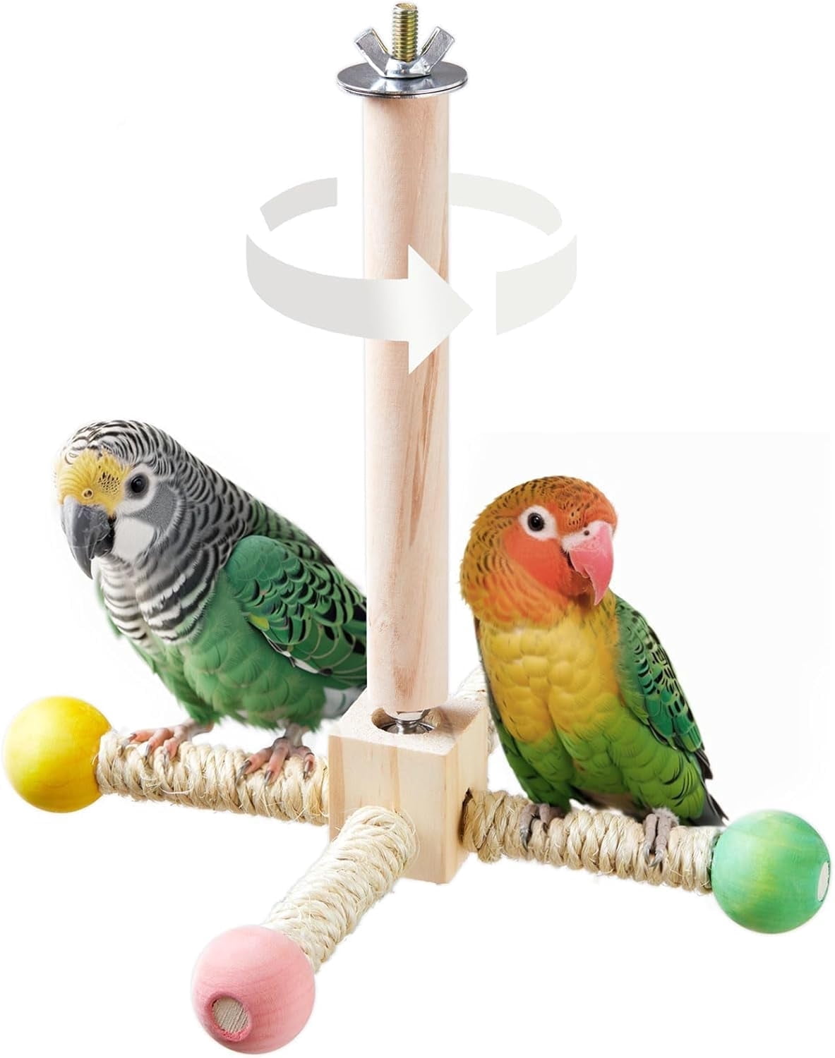 Emapoy Bird Stand Perch Toy, Interactive Spinning Parakeet Toys, Bird ...
