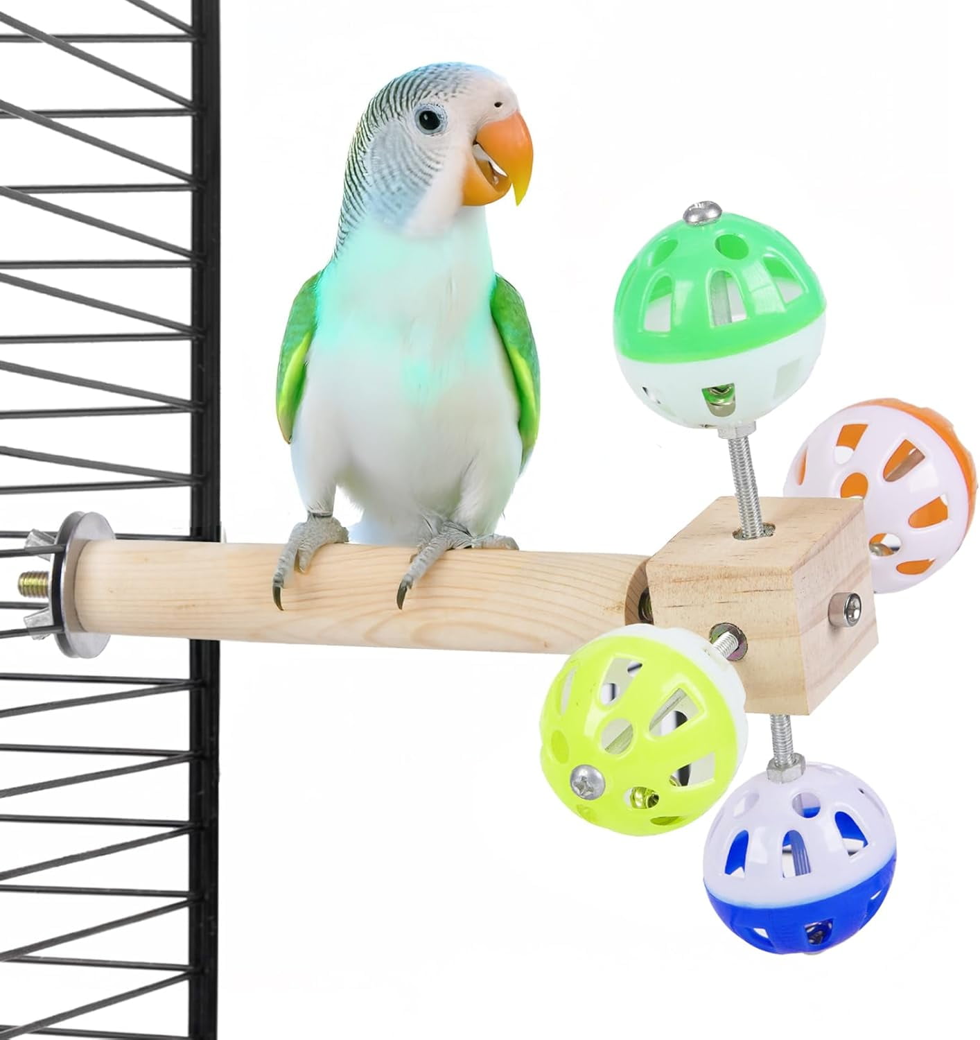 Bird Stand Perch Toy with Rotating Balls, Bird Toys for Parakeets ...