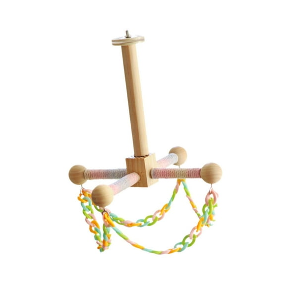 Bird Stand Perch Toy Wooden Interactive Exercise Function for Conures ...