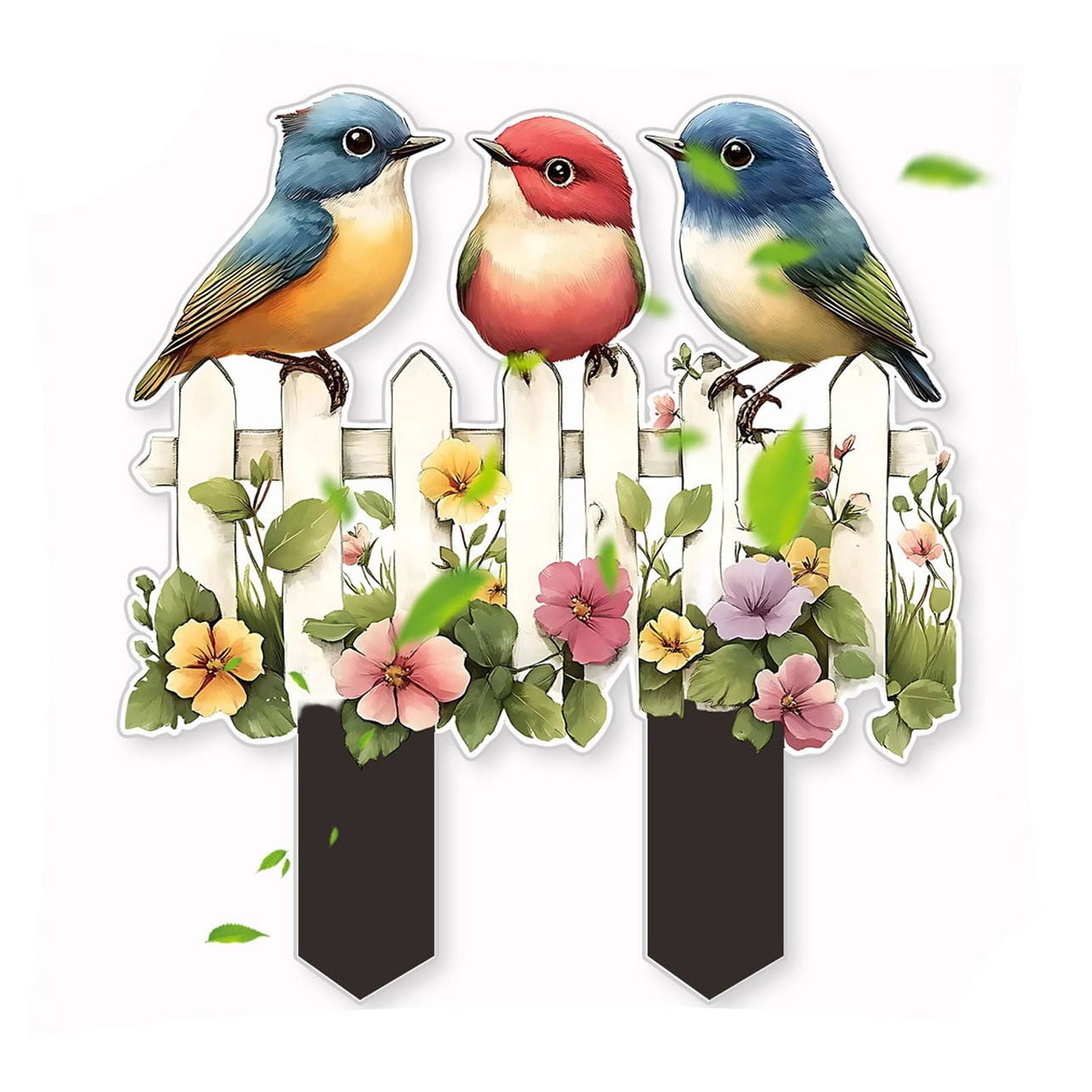 Bird Station Fence Insertion 2D Flat Garden Stake Insertion Outdoor ...