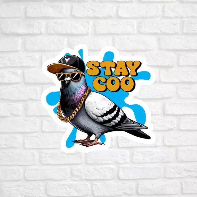 Bird Sticker Stay Coo Funny Laptop Window Pun Sticker Phone Decal Water ...