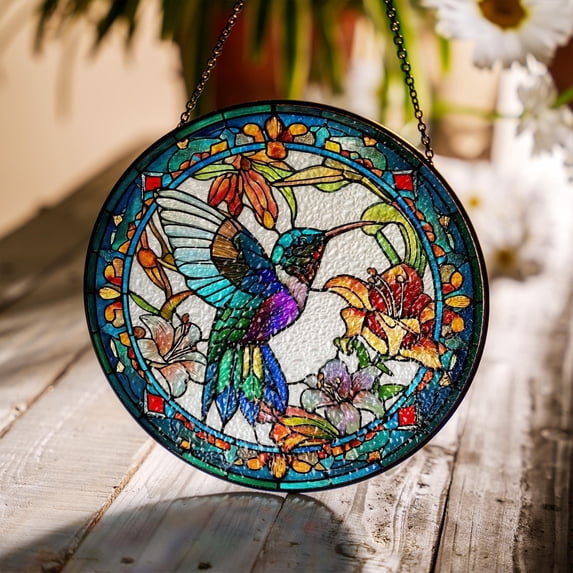 Bird Suncatcher, Stained Glass Style Window Hanging, Colorful ...