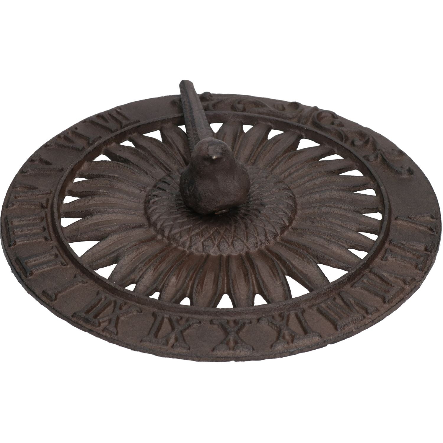 Bird Sundial Ornament Cast Iron Garden Feature Statue Sunflower Clock ...