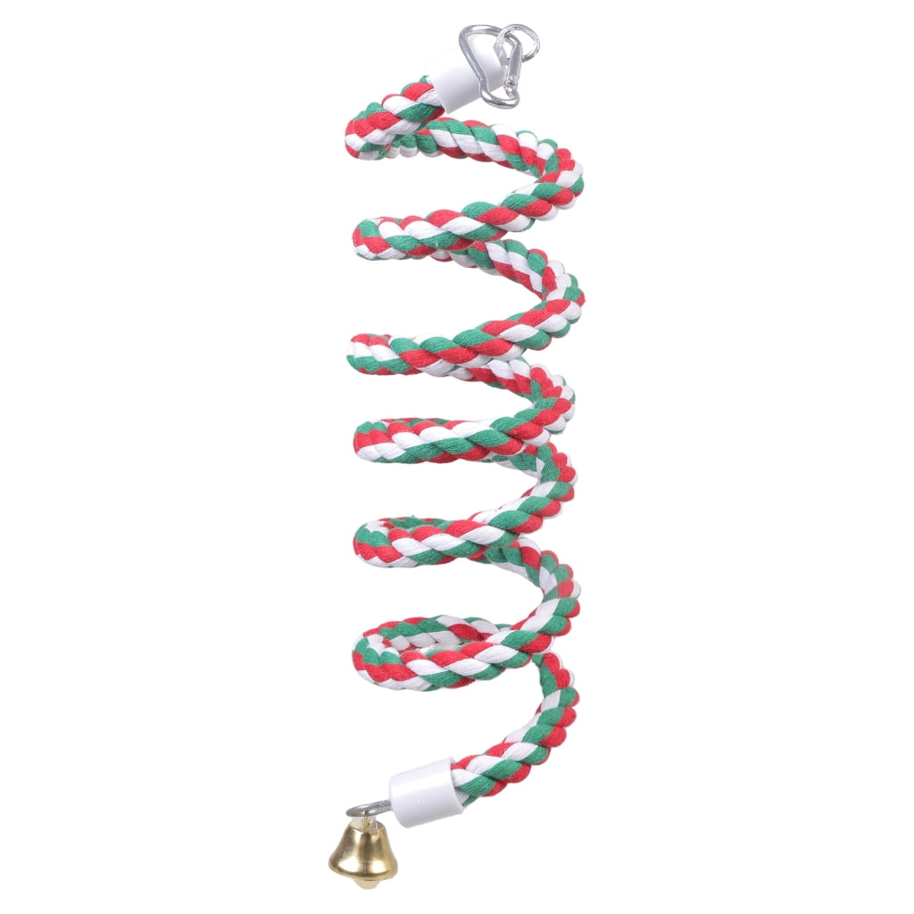 Bird Swing Cage Hanging Chew Colorful Cotton Rope Spiral-Perch ...