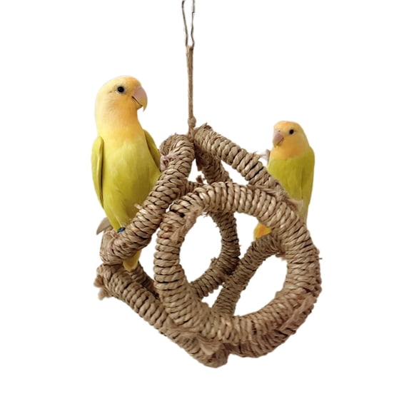 Bird Swing Natural Straw Bird Perch Rings Parrots Swing Scratchers Cage ...