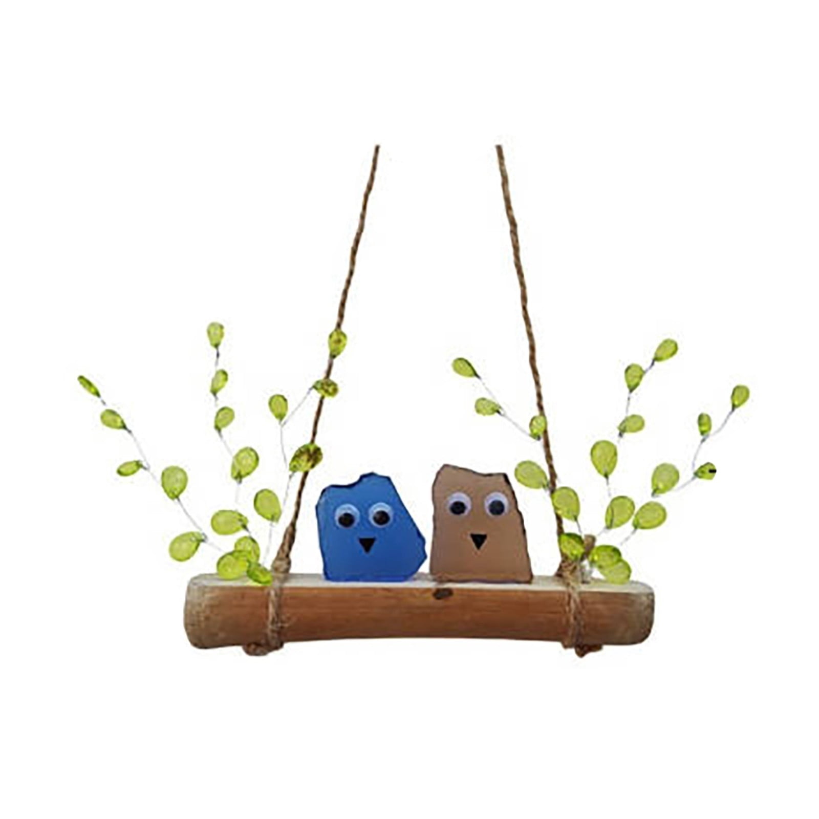 Bird Swing Ornament Hanging Whimsical Home Decor Sea Glass Natural ...