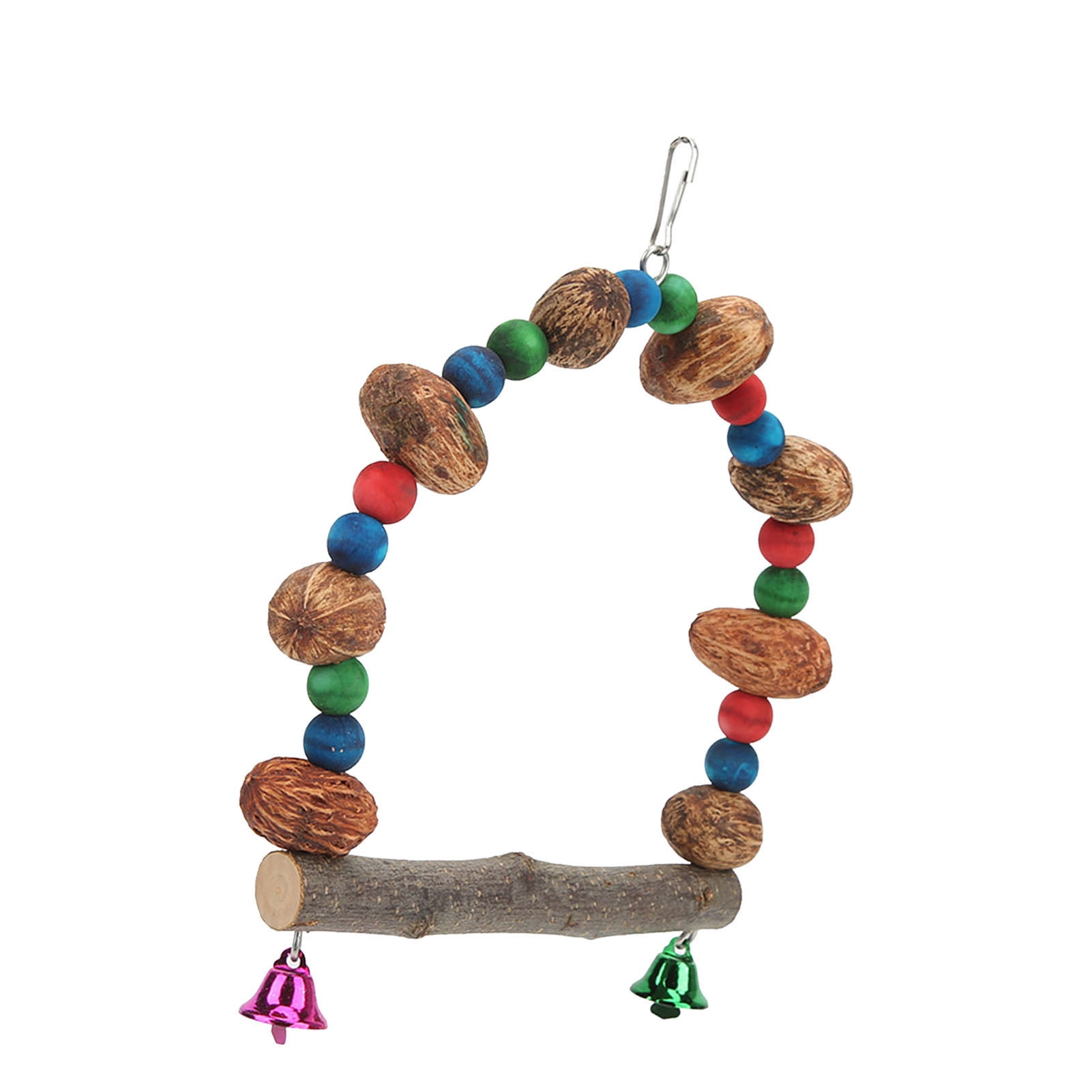 Bird Swing Toy Wooden Colorful Pecans Healthy Hanging Bird Perch with ...