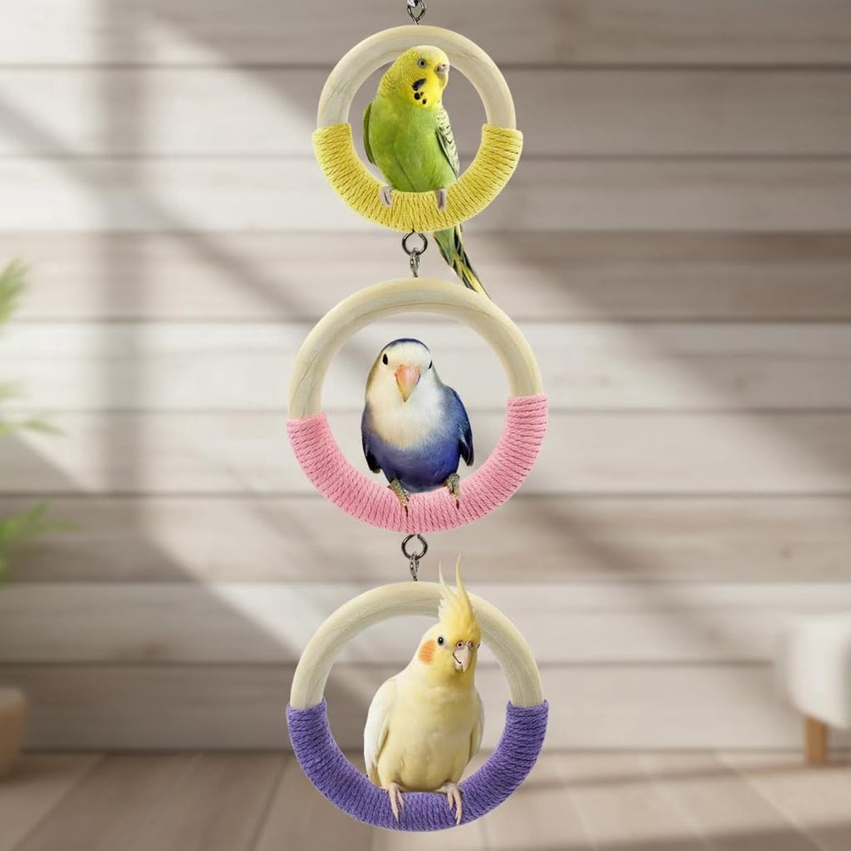 Bird Swing Toy, Wrapped with Cotton Rope for Parrots Soft Grip, Thick ...
