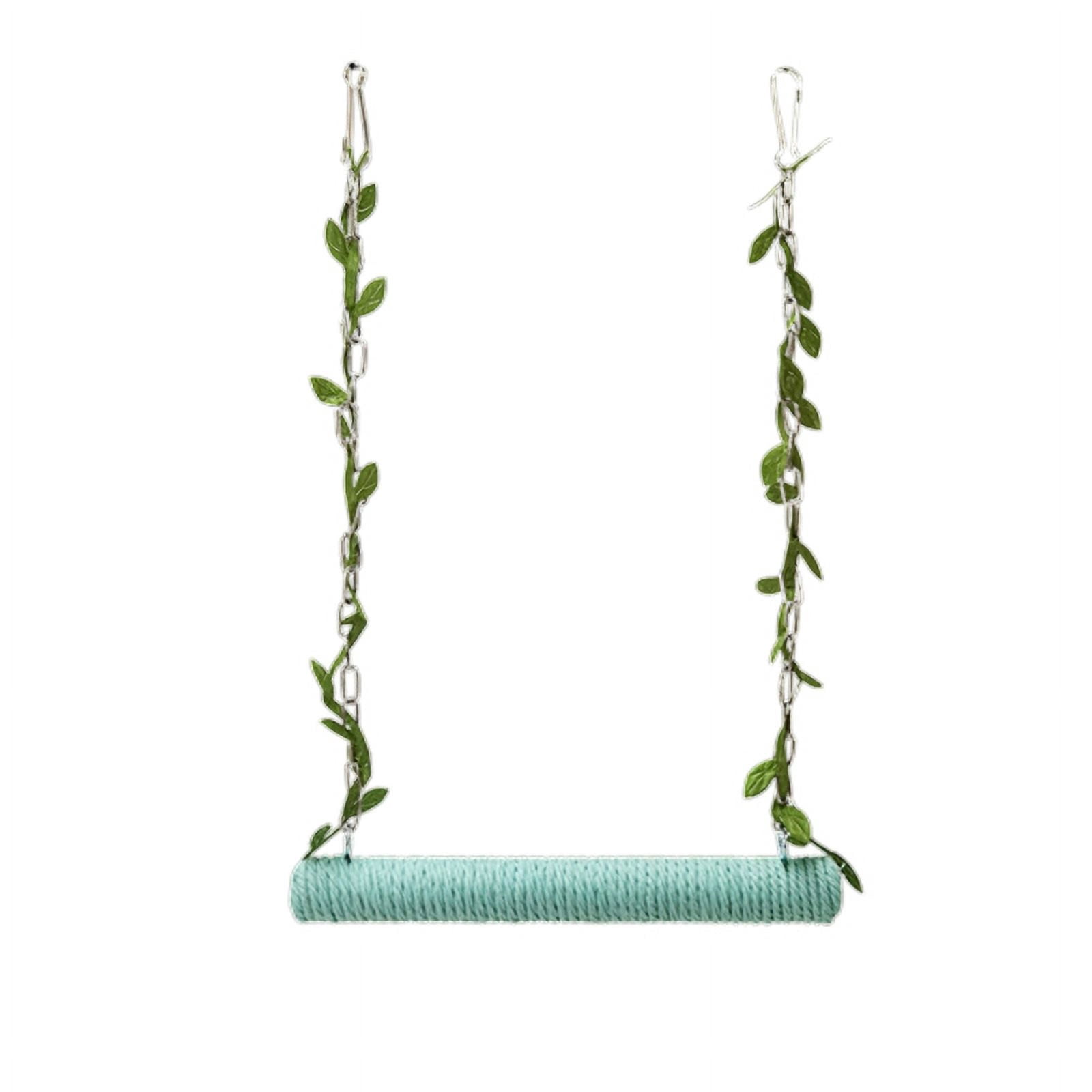 Bird Swing with Cotton Rope Swing Bridge Wood Hanging for Budgies ...
