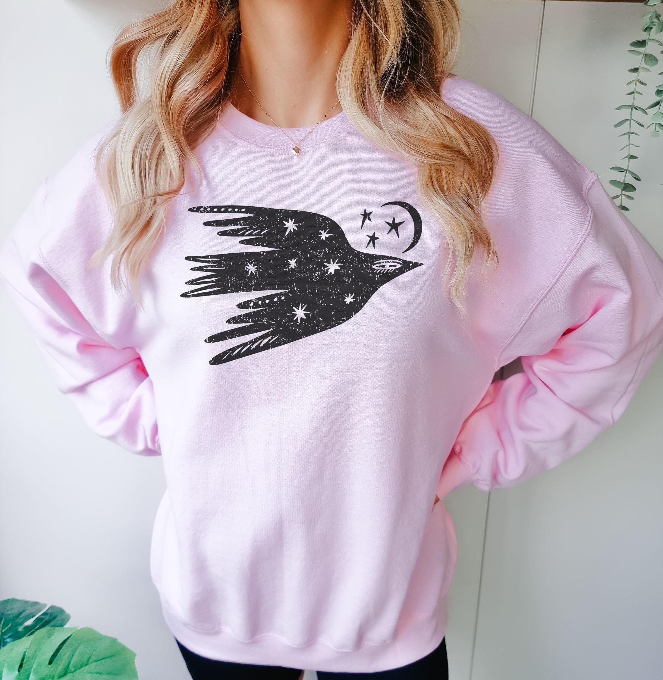 Bird T-Shirt, Celestial Hawk Shirt, Black Bird T-Shirt, Scandinavian ...