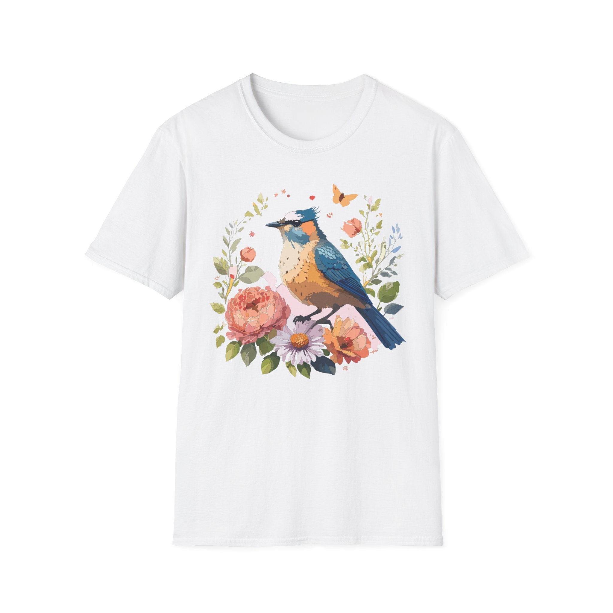 Bird T-Shirt, Floral Bird T Shirt, Shirt with Bird, Shirt with Animal ...