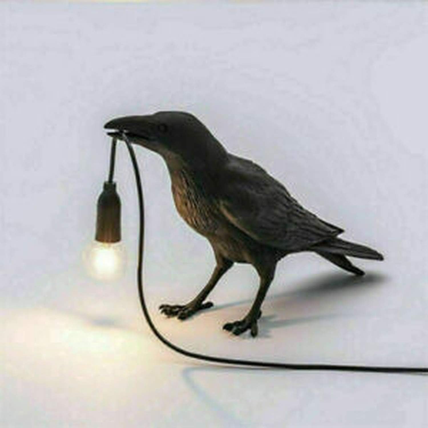 Bird Table Lamps Resin Crow Desk Lamp Bedroom Wall Sconce Light (Black ...