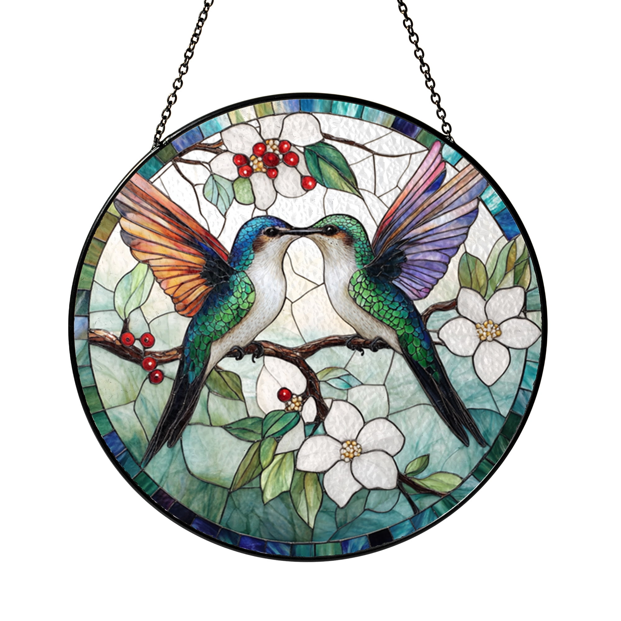 Bird Themed Hummingbird Stained Glass Window Hanging, Decorative Glass ...