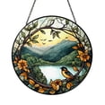 Bird-Themed Stained Glass Style Suncatcher – Round Decorative Window ...