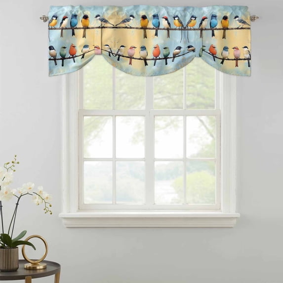 Bird Tie Up Valances Curtain, Colorful Animal Adjustable Valance for ...