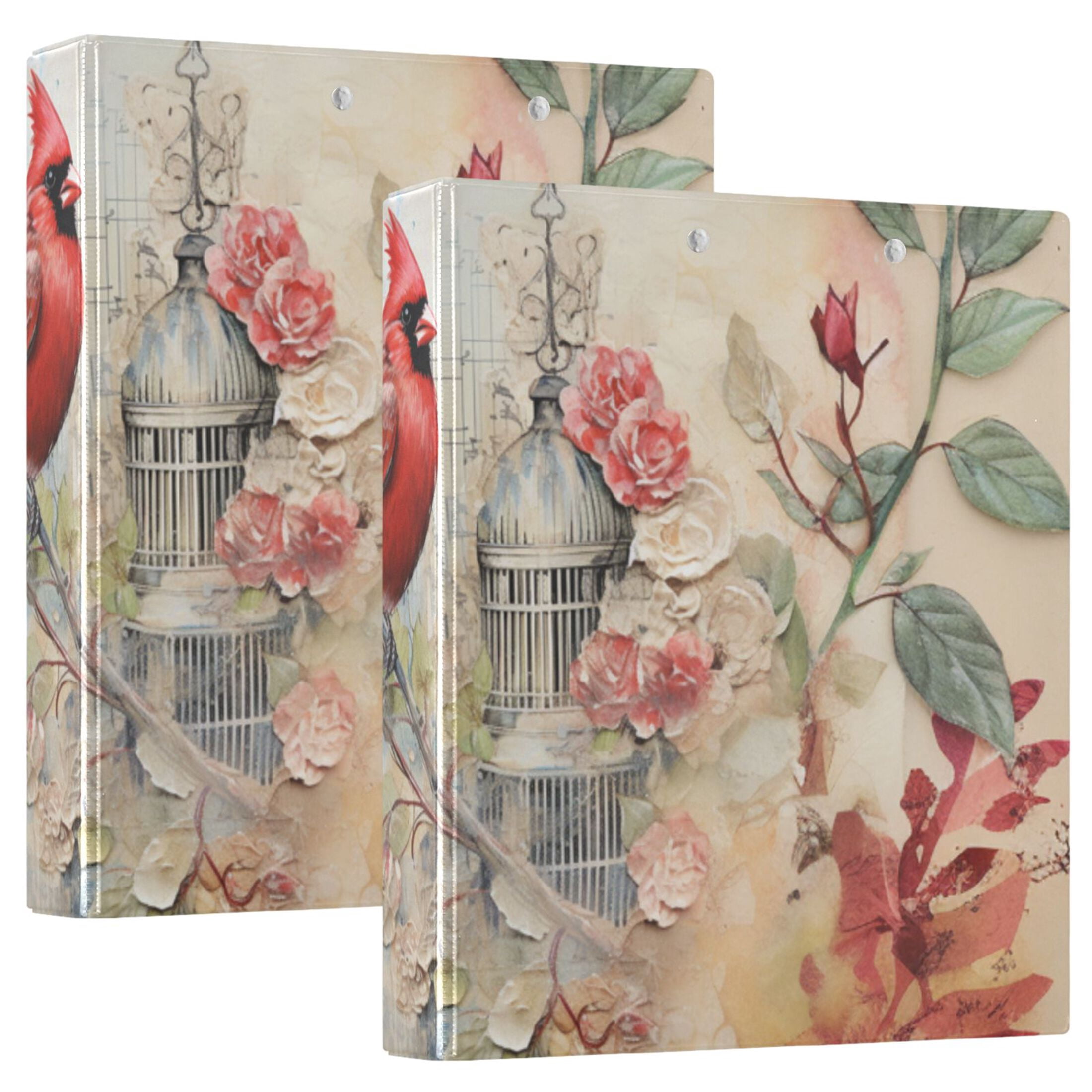 Bird Tower Flowers 3 Ring Binders 1.5 inch Hardcover File Folders with ...