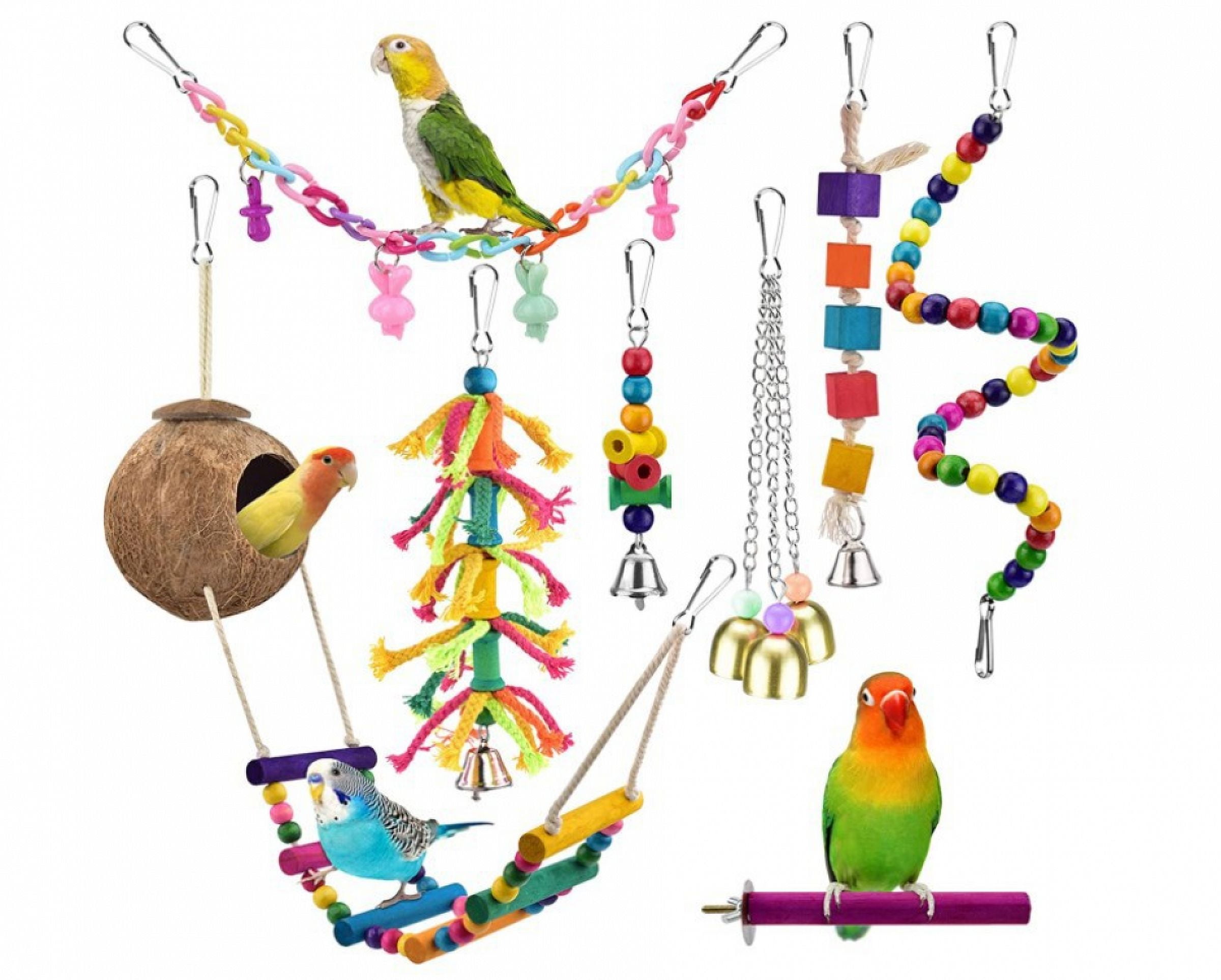 Bird Toy Bird Parakeet Swing Chew Hanging Toy Climbing Ladder Coconut ...