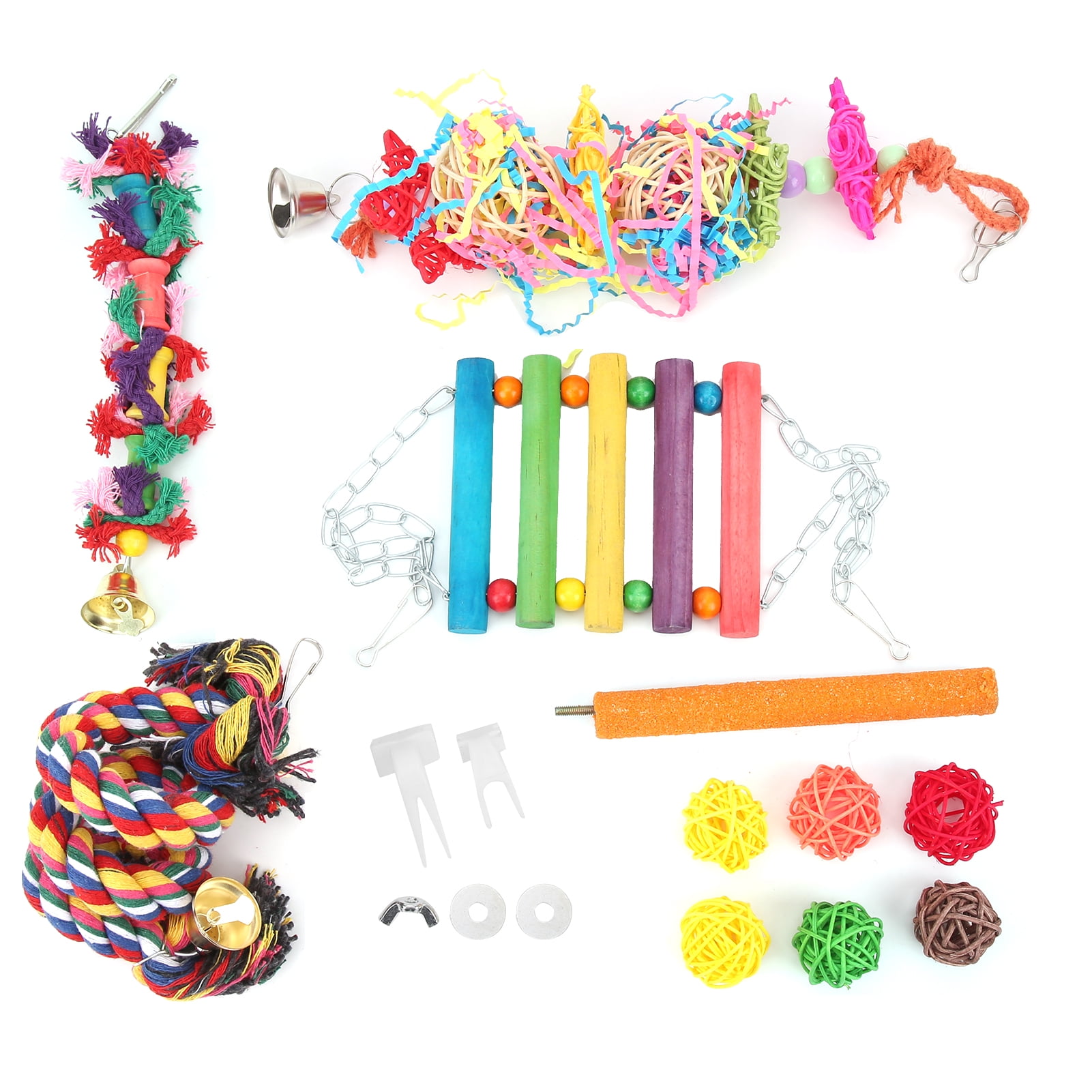 Bird Toy, Multi-function Parakeet Toy Parrots Climbing Toys Safe 12 Pcs ...