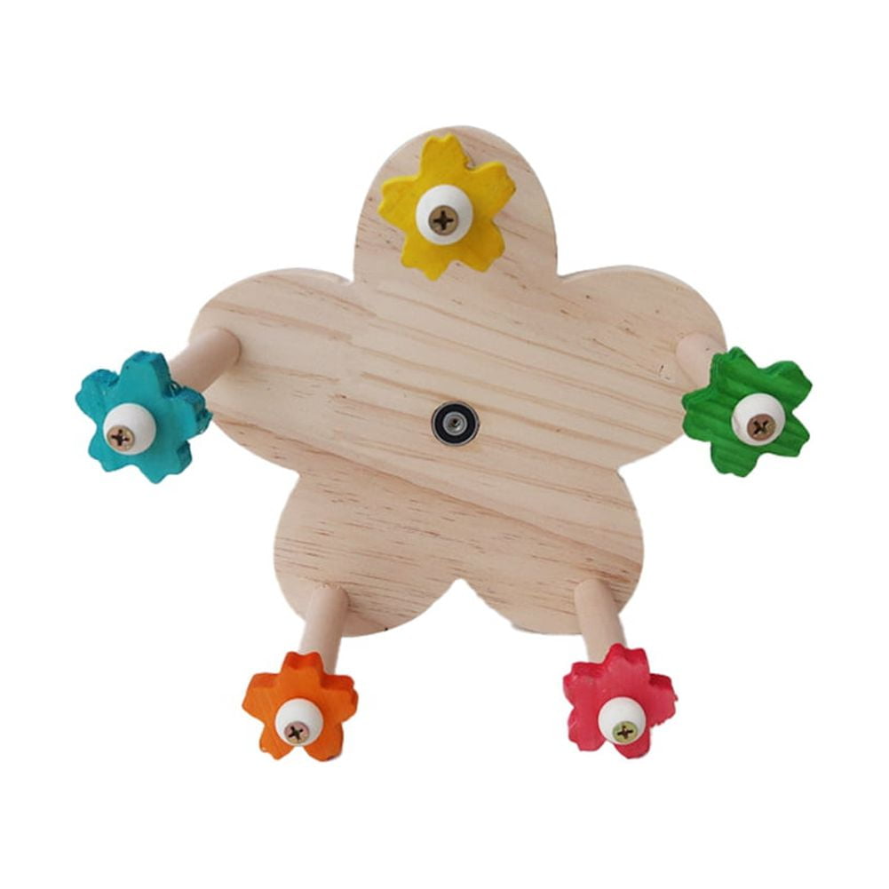 Bird Toy Rotating Perch Toy, Wooden Parrots Wheel Toy with Perches ...