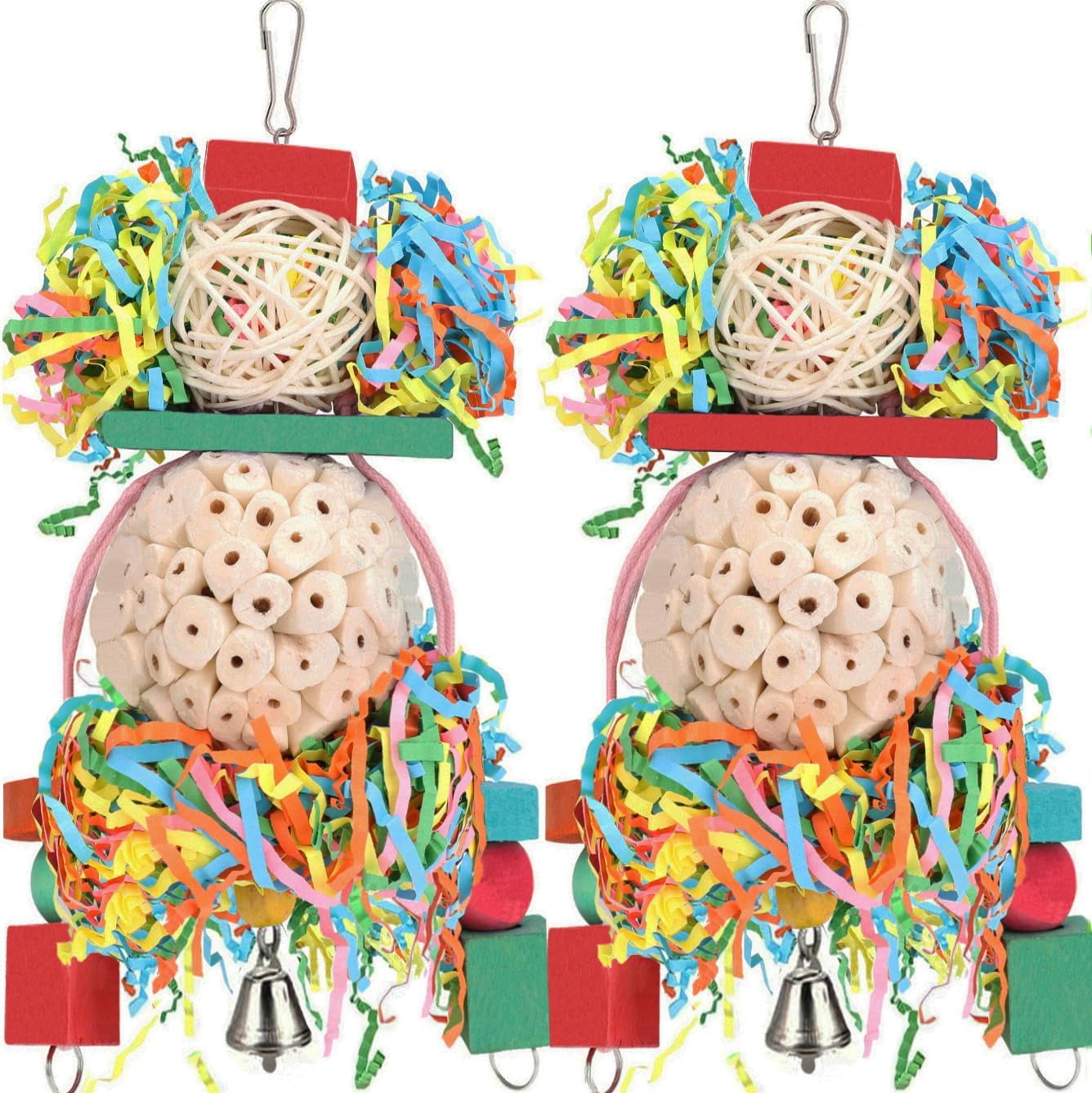 Bird Toys,2PCS Hanging Natural Soft Sola Ball Beak Chew Shred Forage ...