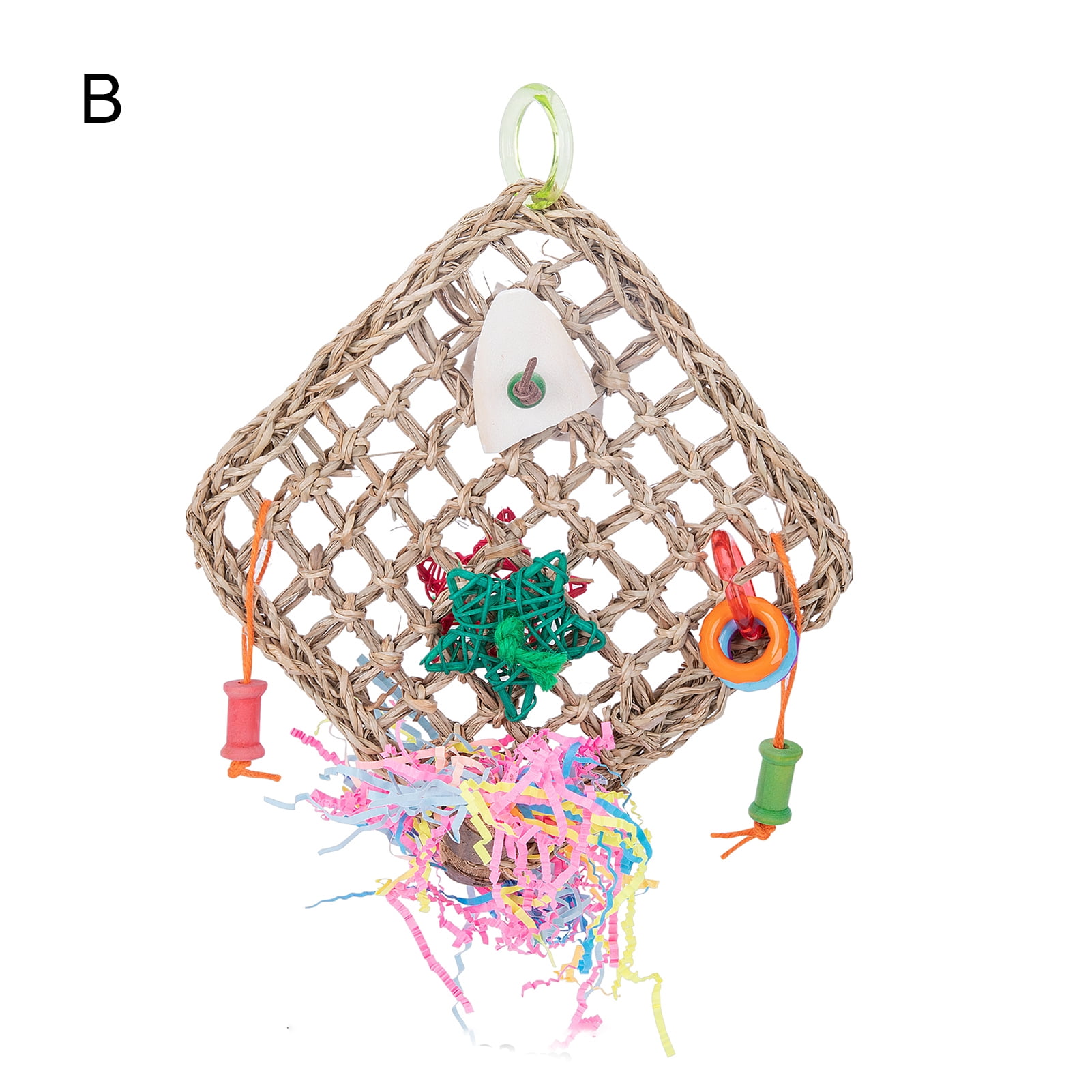 Bird Toys, Bird Foraging Wall Toy, Natural Grass Woven Climbing Hammock ...