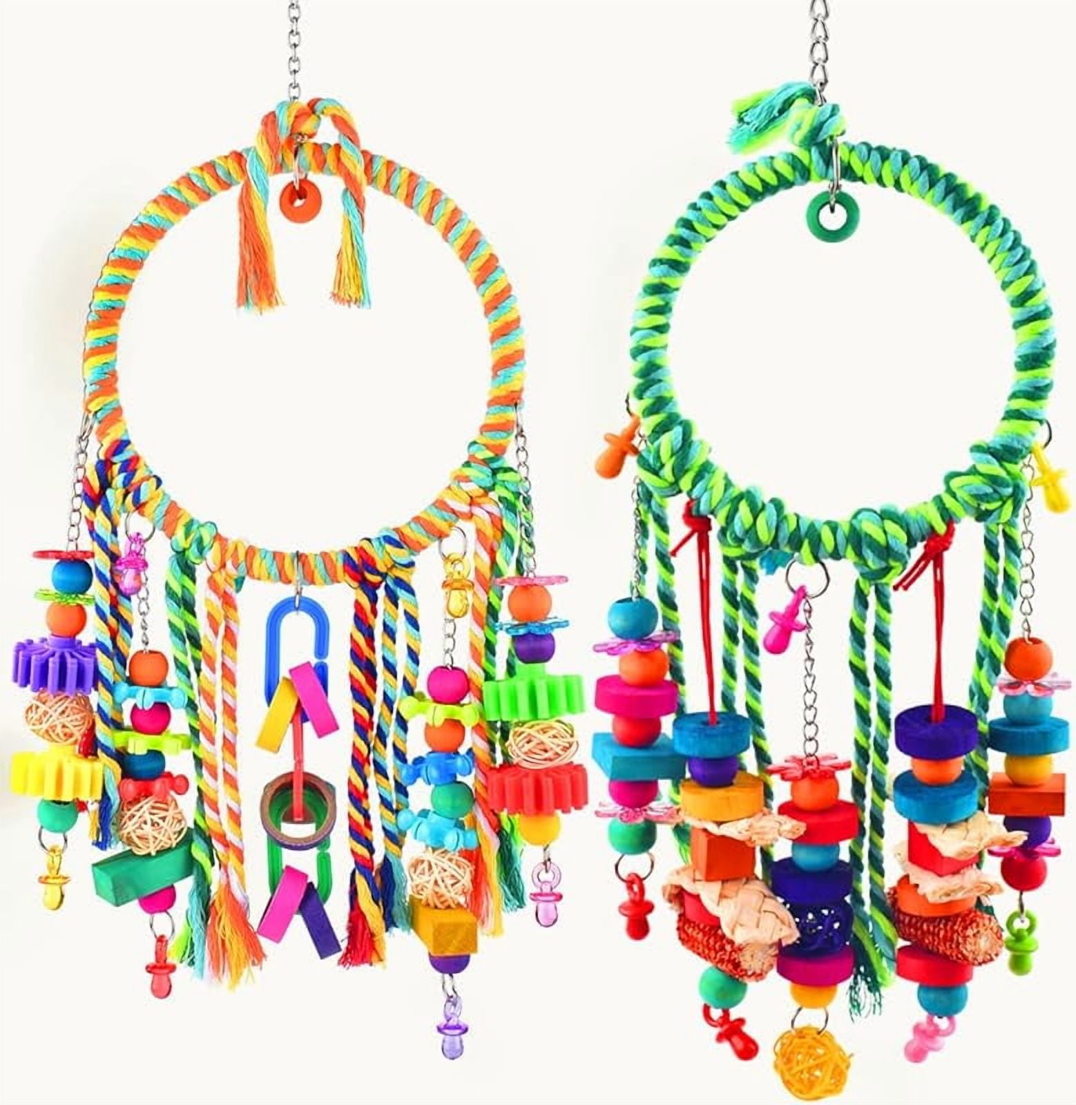 Bird Toys, Bird Swing Toy Bird Perch with Colorful Chewing Toys ...