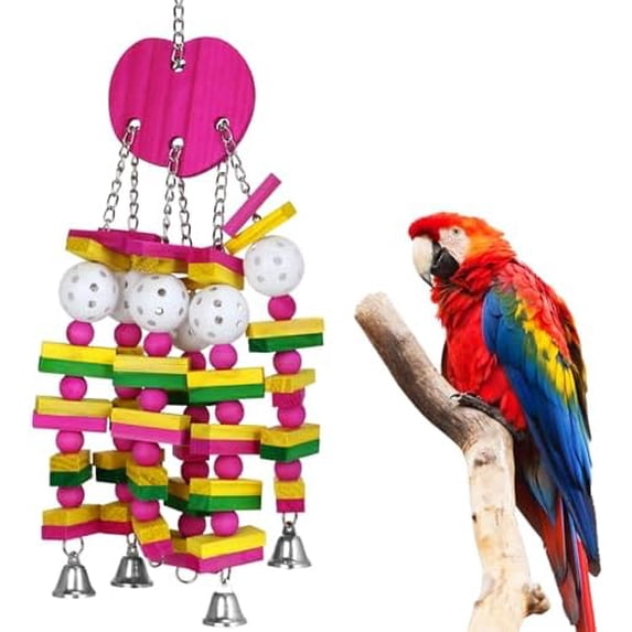 Bird Toys - Edible Parrots Cage Chew Toy Gift with Bells and Safe ...