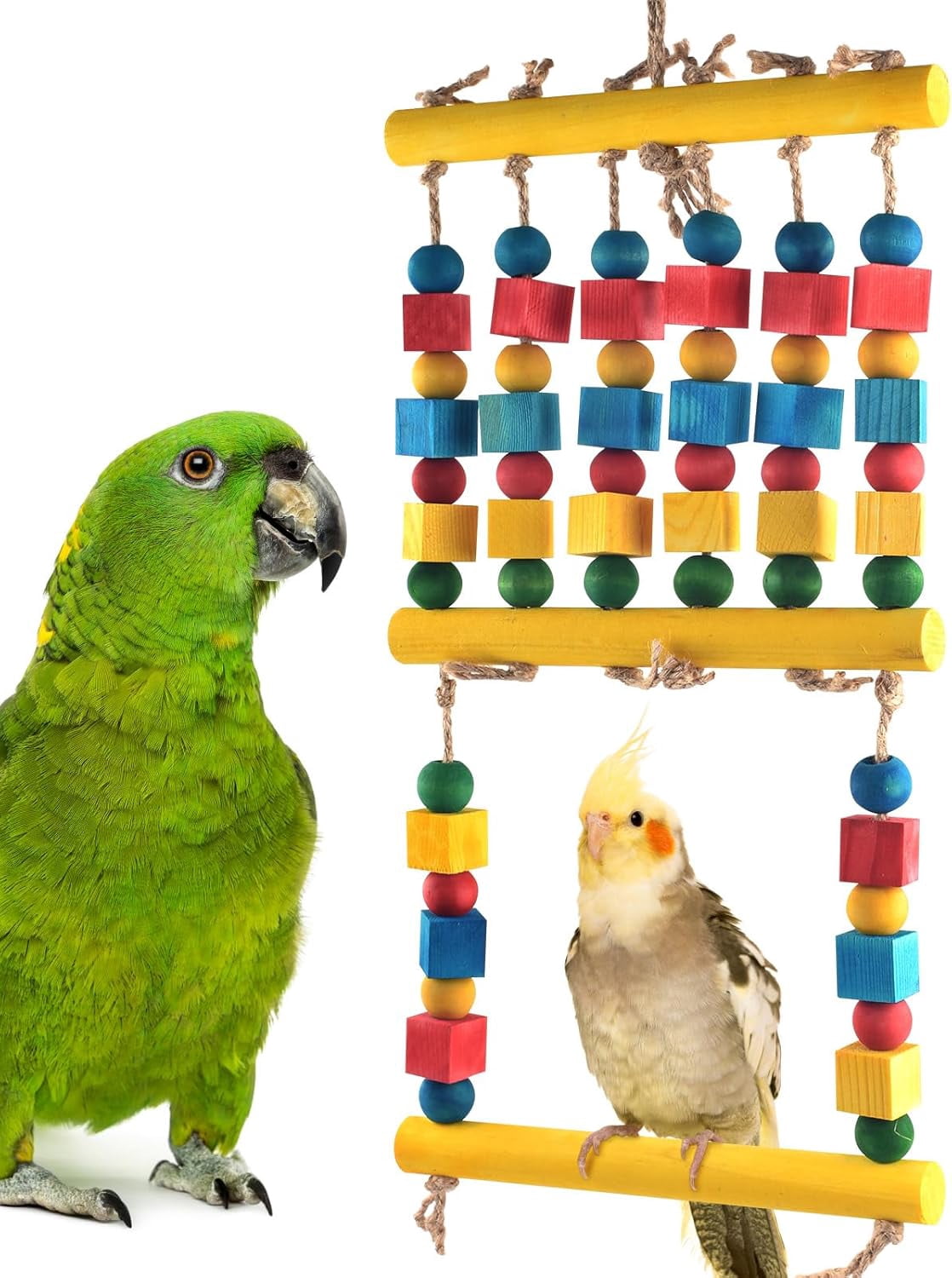 Bird Toys, Parrot Chew Swing Toy with Perches Stand, Hanging Colorful ...