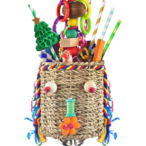 Bird Toys, Parrot Grass Basket and Shredding Foraging for Parakeets ...