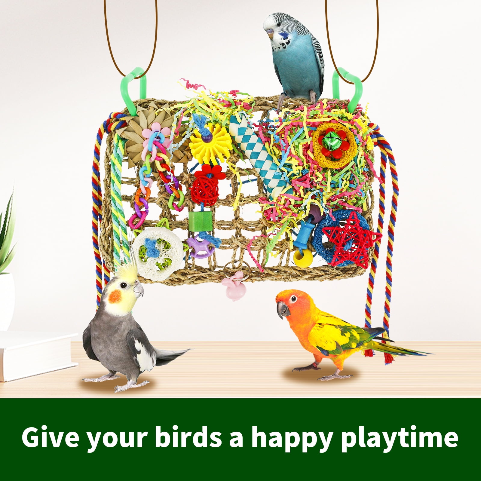 Bird Toys,Parrot Grass Mat Parakeet Foraging Wall Toys Bird Climbing ...