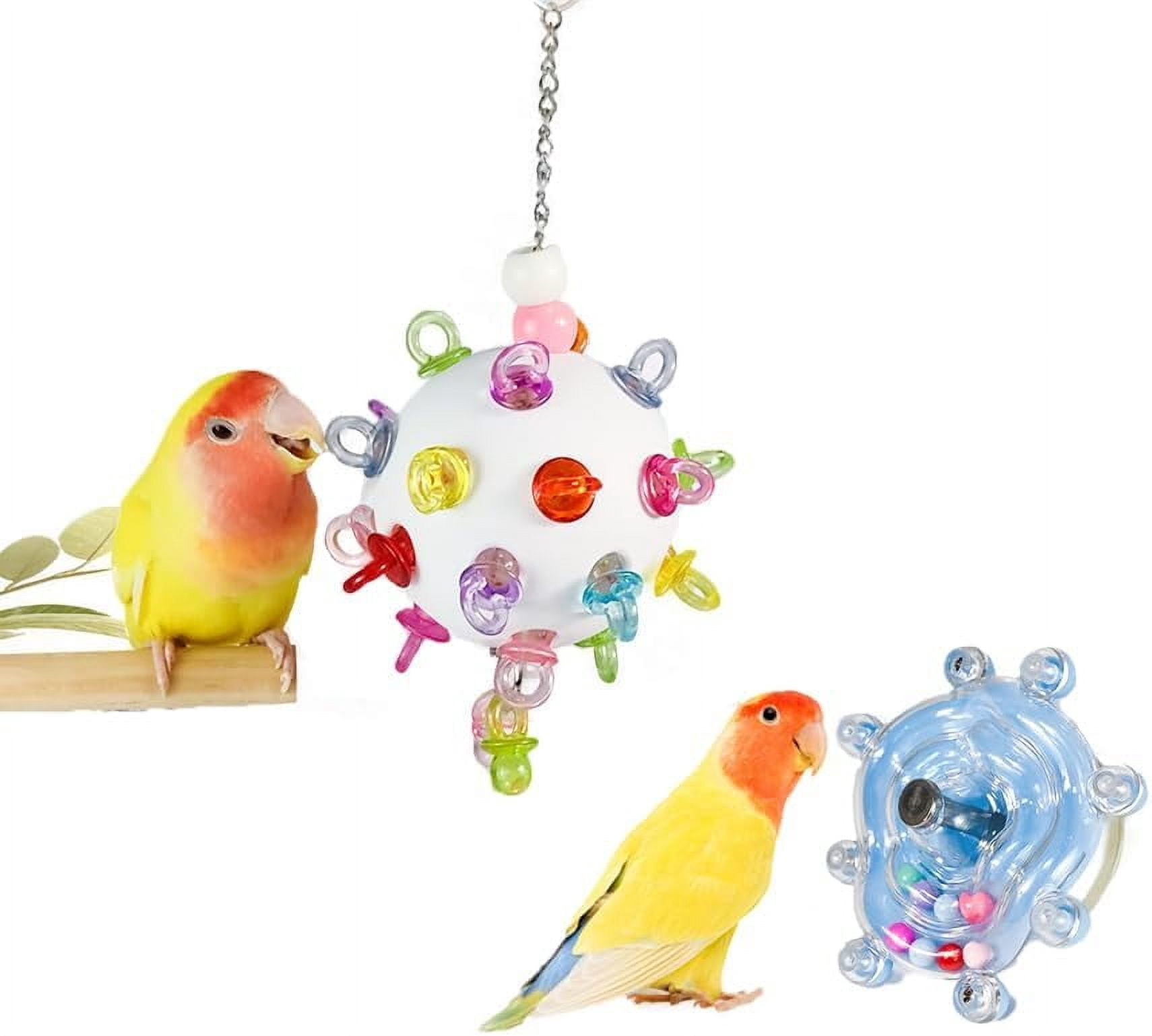Bird Toys Wheel Spinner Rattle and Cage Hanging Chewable Pacifers Ball ...