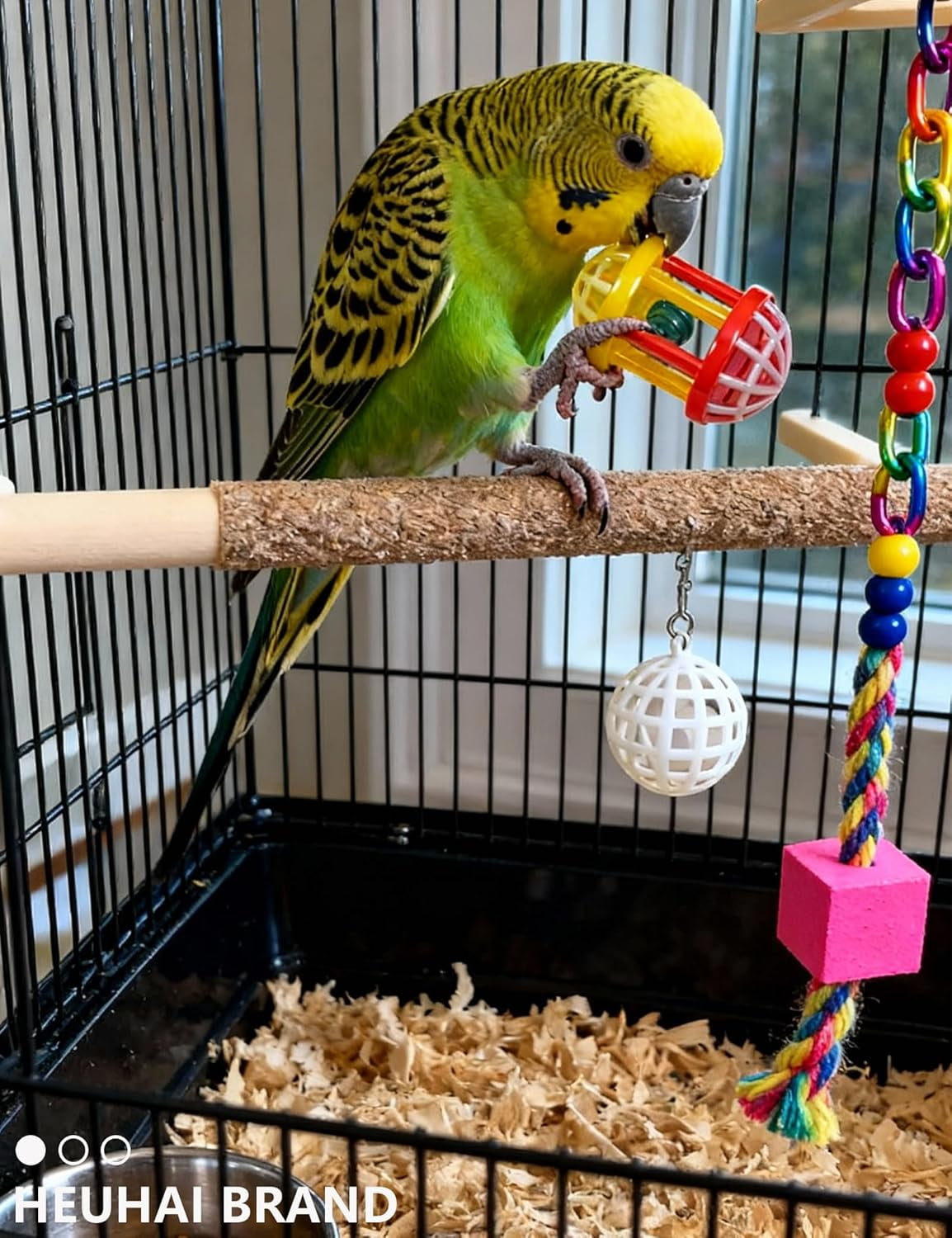Bird Toys for Parakeets & Small Birds – Colorful Cage Fun with Bells ...