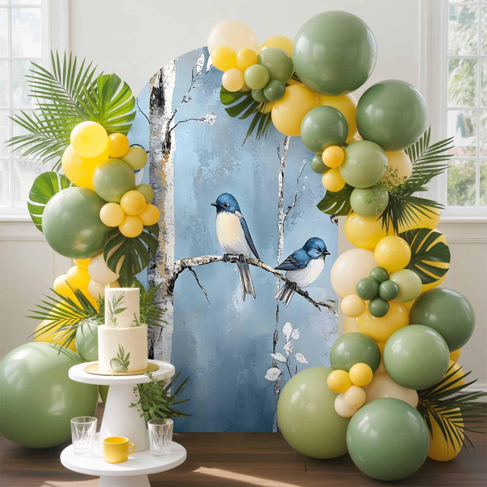 Bird on Tree Arch Backdrop Cover, 6FT, Spring Branch Oil Painting Hand ...