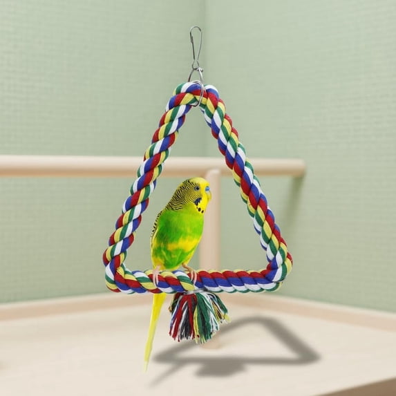 Bird Triangle Rope Swing Colorful Perch Chewing Toy for Parrots ...